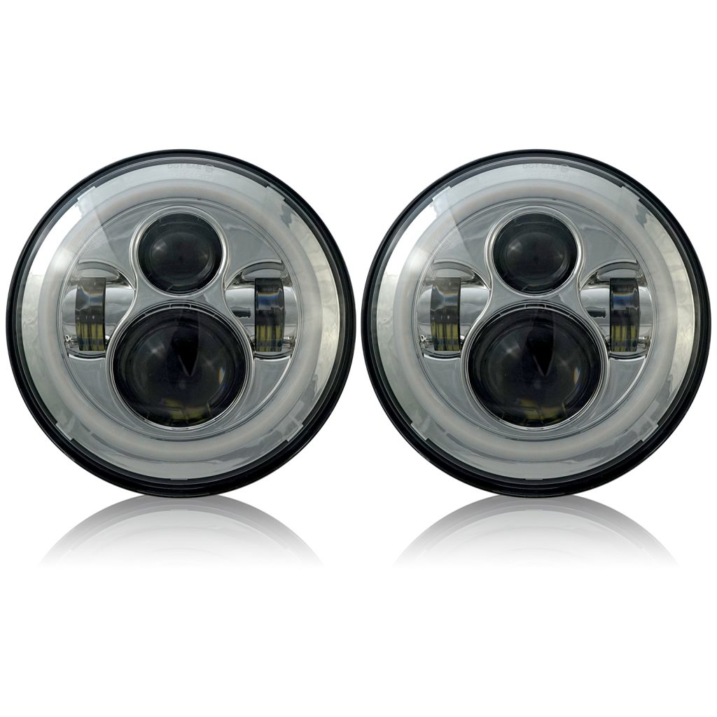 7 Inch Halo Projector Chrome LED Headlights Set - CarHIDkits